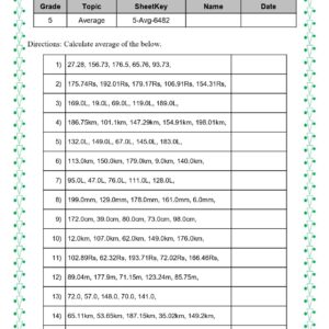 Statistics Worksheets For Grade 5 - https://eLearning24x7.com