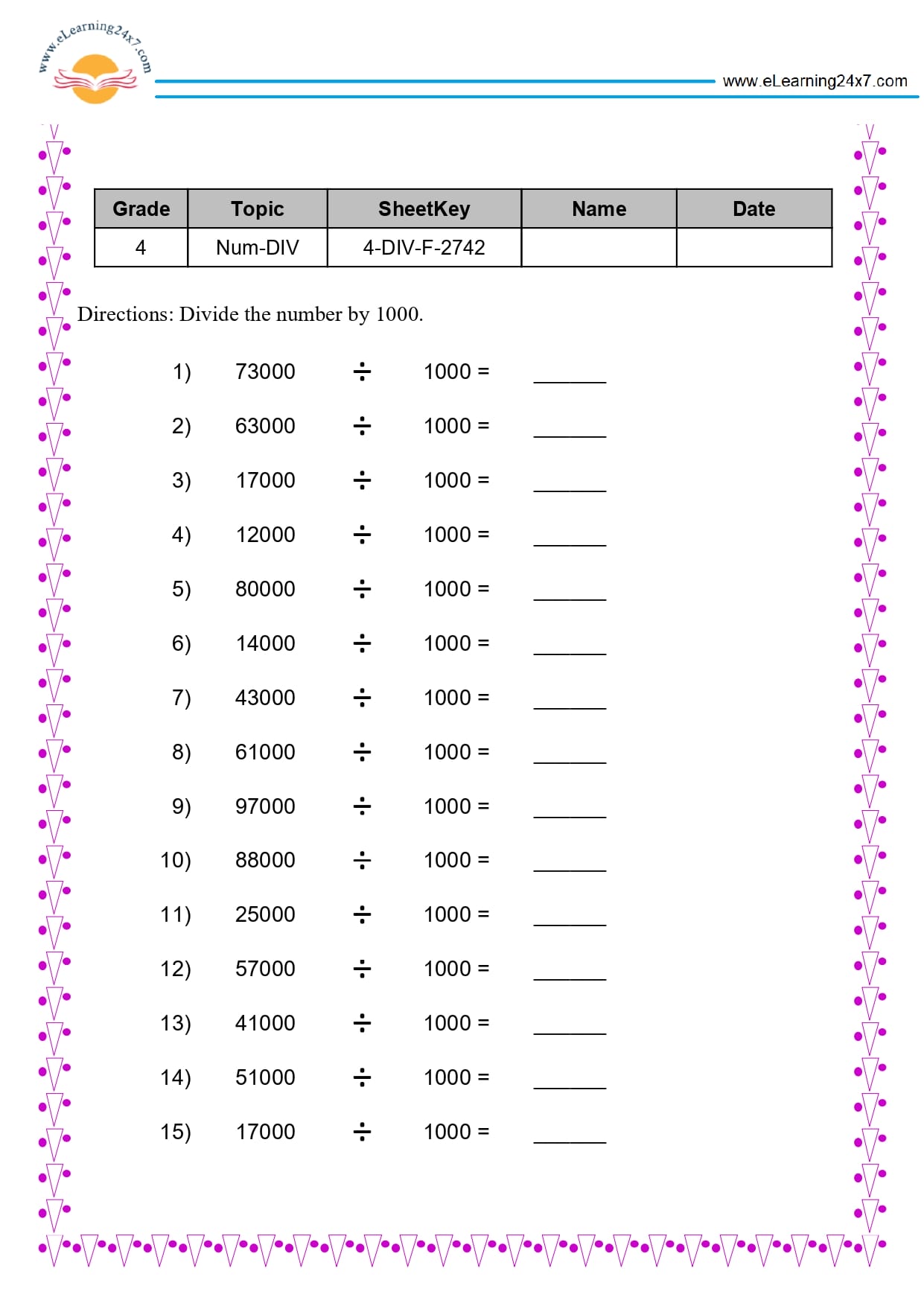 Division By 1000 - https://eLearning24x7.com