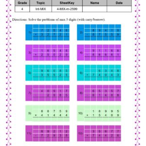 Mixed Sums Worksheets For Grade 4 - https://eLearning24x7.com