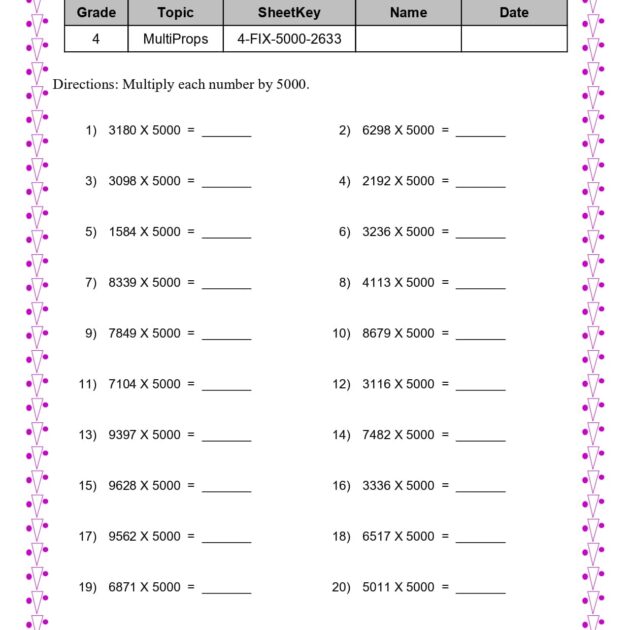 Multiplication Worksheets For Grade 4 - https://eLearning24x7.com