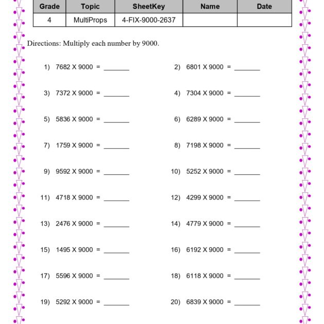 Multiplication Worksheets For Grade 4 - https://eLearning24x7.com