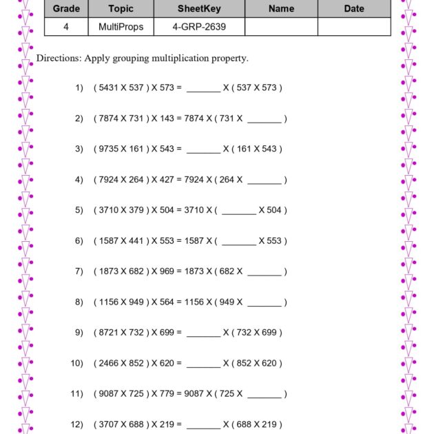 Multiplication Worksheets For Grade 4 - https://eLearning24x7.com