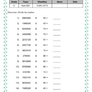 Division Worsheets For Grade 5 - https://eLearning24x7.com