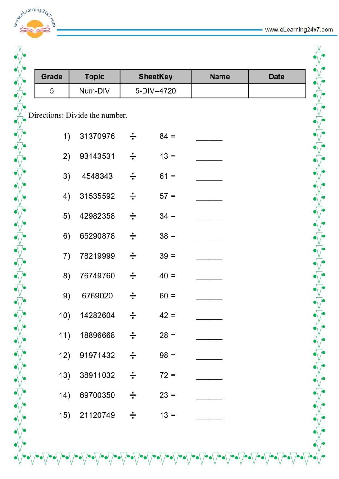 Division : 8-digits Number Divided by Number