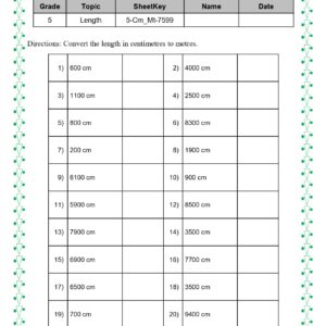Measurements Worksheets For Grade 5 - https://eLearning24x7.com