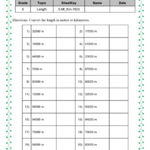 Measurements Worksheets For Grade 5 - https://eLearning24x7.com