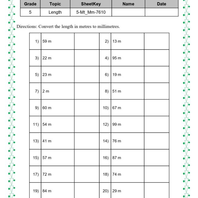 Measurements Worksheets For Grade 5 - https://eLearning24x7.com