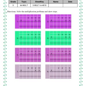 Multiplication Worksheets For Grade 5 - https://eLearning24x7.com