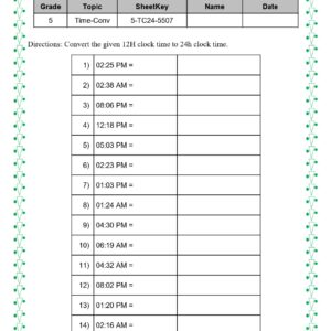 Time Worksheets For Grade 5 - https://eLearning24x7.com