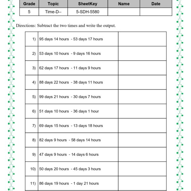 Time Worksheets For Grade 5 - https://eLearning24x7.com