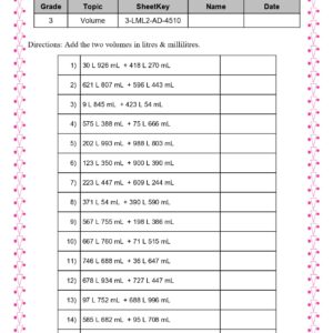 Volume Measurements Worksheets For Grade 3 - https://eLearning24x7.com