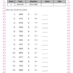 Division Worksheets For Grade 3 - https://eLearning24x7.com