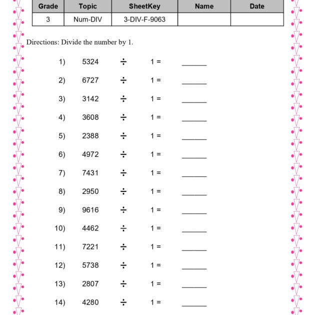 Division Worksheets For Grade 3 - https://eLearning24x7.com