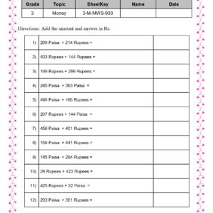 Money Worsheets For Grade 3 - https://eLearning24x7.com