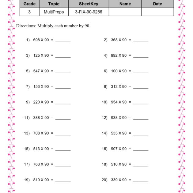 Multiplication Worksheets For Grade 3 - https://eLearning24x7.com