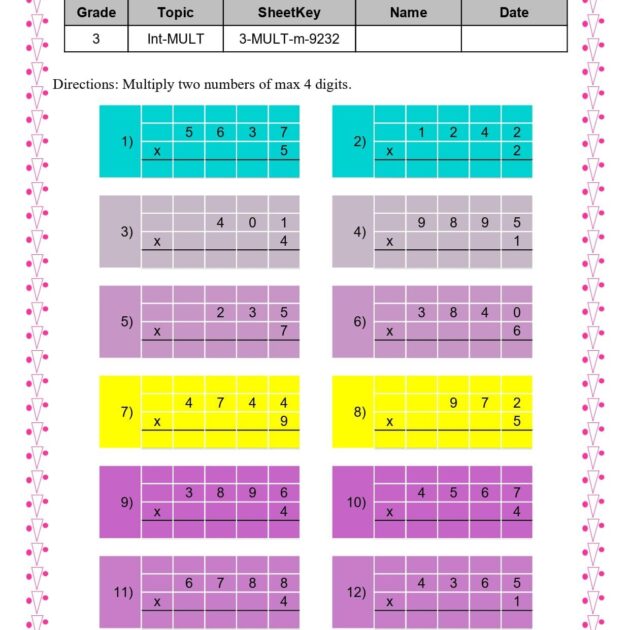 Multiplication Worksheets For Grade 3 - https://eLearning24x7.com