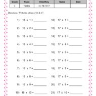 Tables Worksheets For Grade 3 - https://eLearning24x7.com