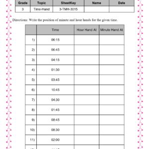 Time Worksheets For Grade 3 - https://eLearning24x7.com
