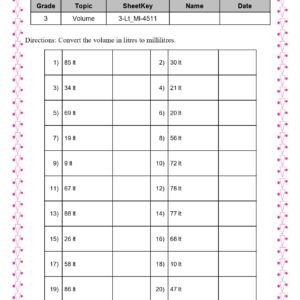 Volume Measurements Worksheets For Grade 3 - https://eLearning24x7.com