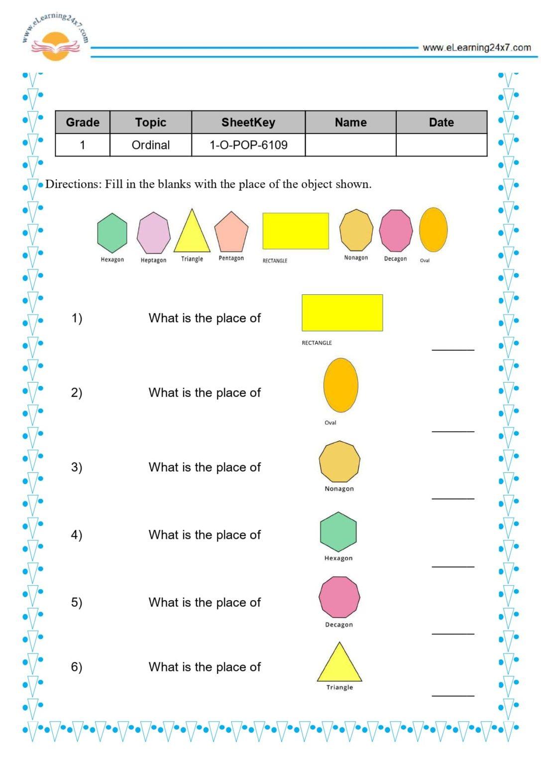 Ordinal Place Value Of Object - https://eLearning24x7.com