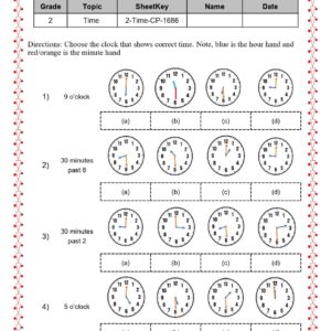 Time Worksheets For Grade 2 - https://eLearning24x7.com
