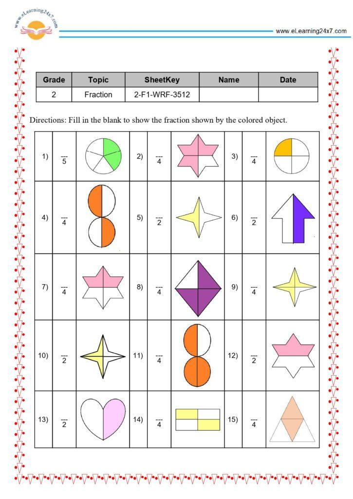 Fractions Worksheets For Grade 2 - https://eLearning24x7.com