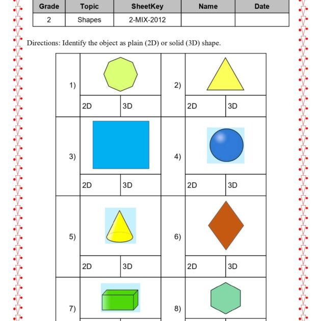 Shapes Worksheets For Grade 2 - https://eLearning24x7.com