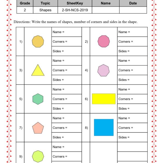 Shapes Worksheets For Grade 2 - https://eLearning24x7.com