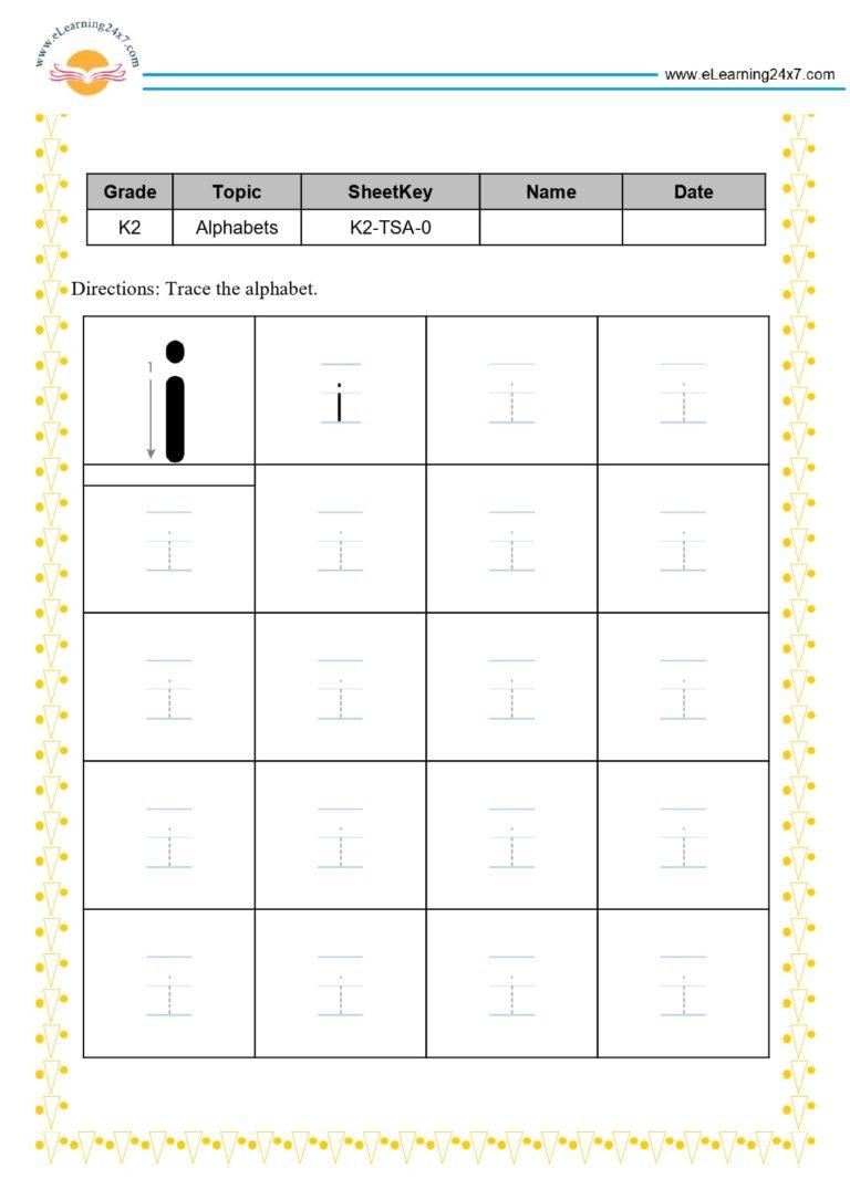 Trace Lowercase Alphabet ‘i’ - https://eLearning24x7.com