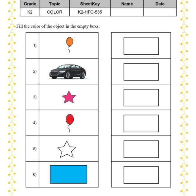 Colors Worksheets For Kindergarten - https://eLearning24x7.com