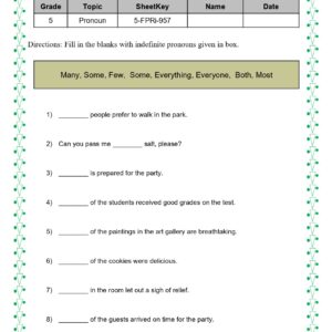 Pronoun Worksheets For Grade 5 - https://eLearning24x7.com