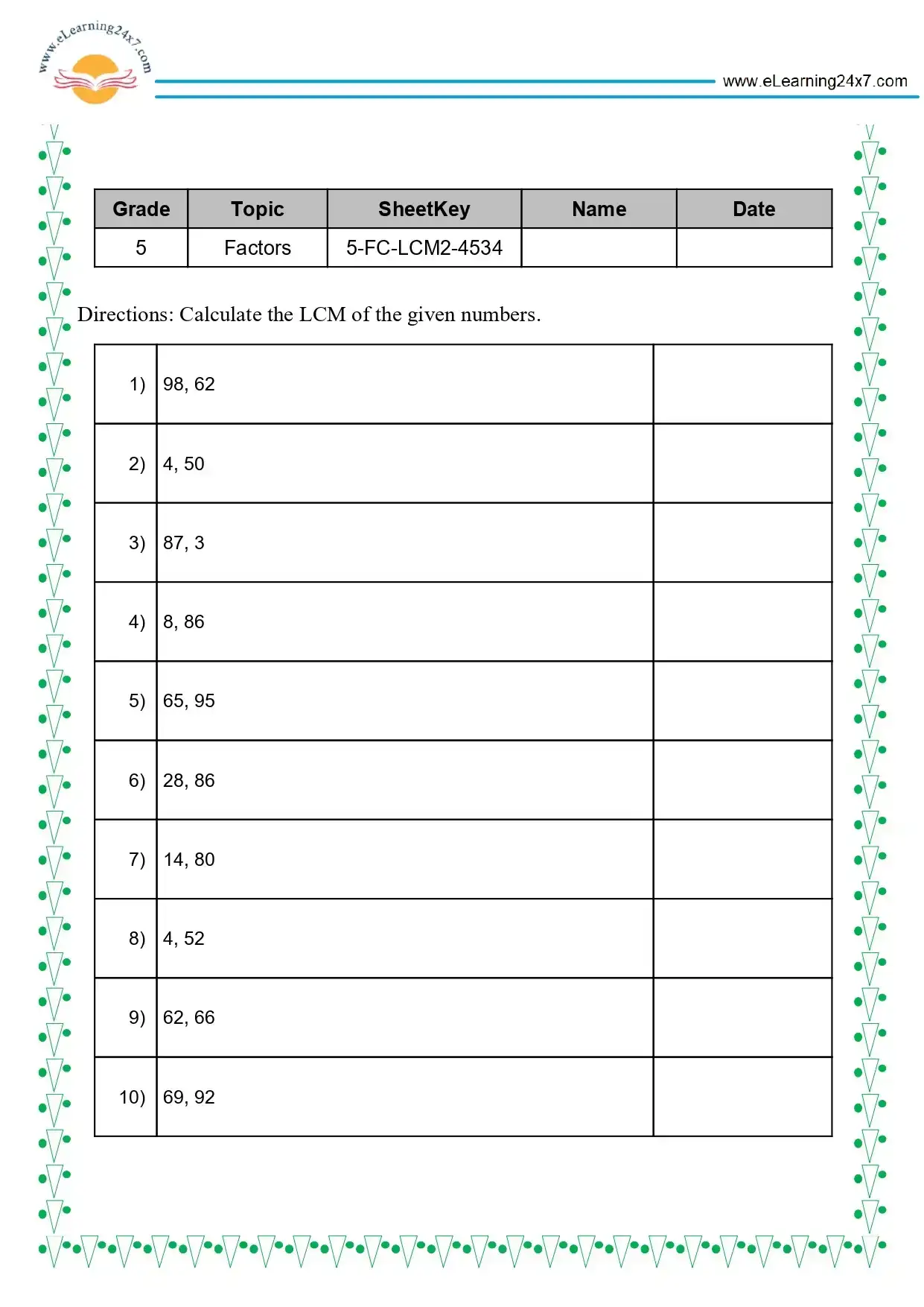 LCM of Two Numbers (Simple) - https://eLearning24x7.com