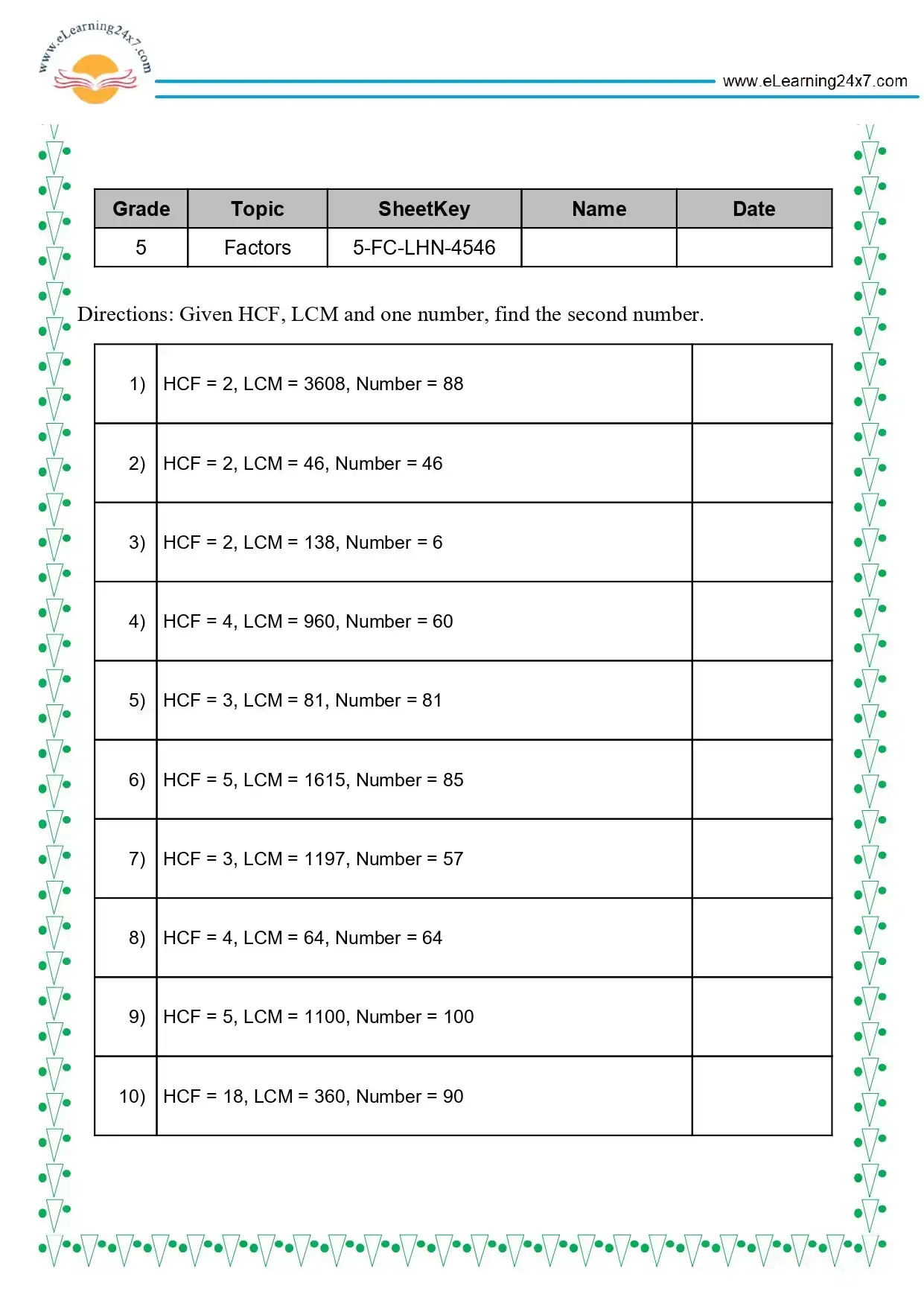 Get Number From HCF & LCM (Simple) - https://eLearning24x7.com
