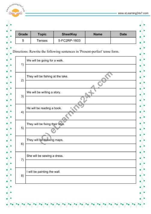 Tense Conversion : FC To Present Perfect - https://eLearning24x7.com