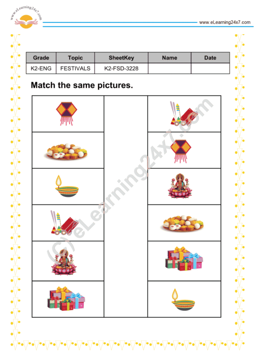Diwali : Match Objects - https://eLearning24x7.com