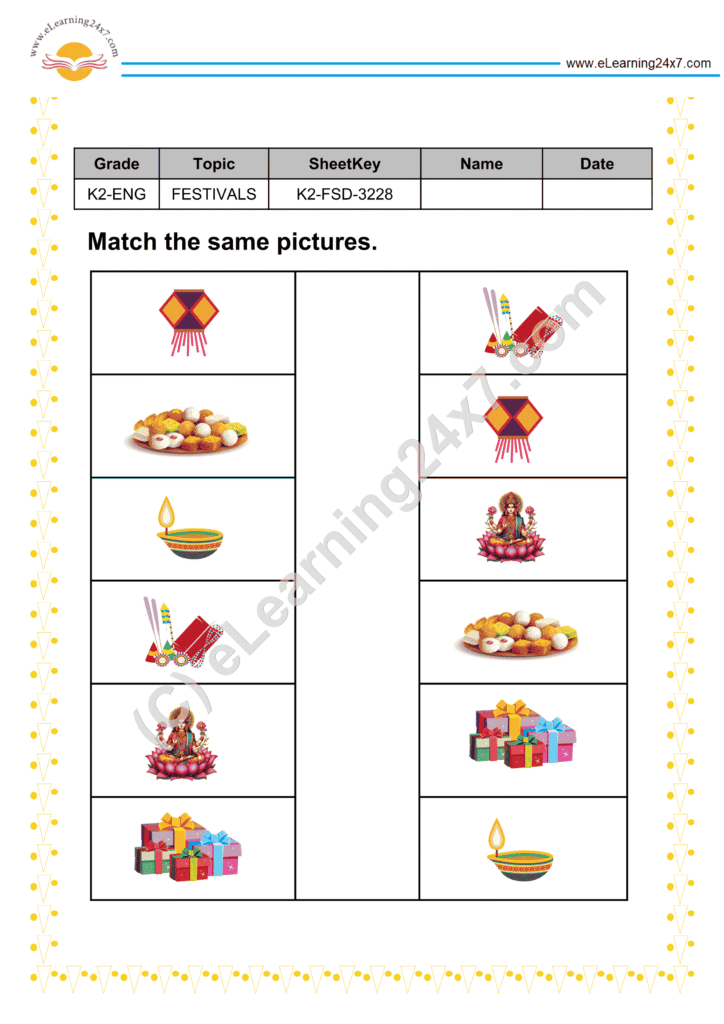 Diwali : Match Objects - https://eLearning24x7.com