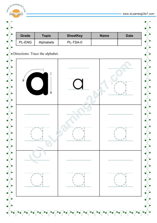 Trace Letter ‘a’ - https://eLearning24x7.com