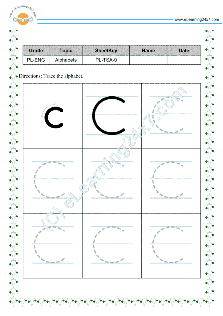 Trace Letter ‘C’ - https://eLearning24x7.com