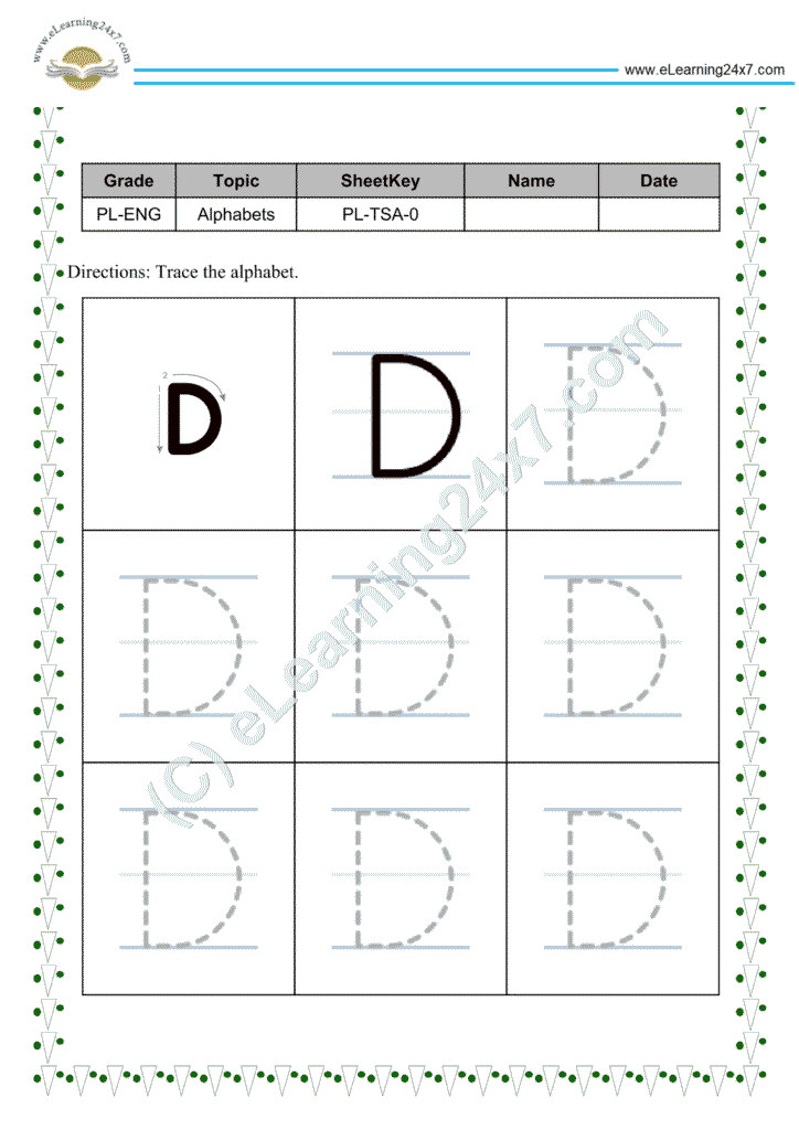 Trace Letter ‘D’ - https://eLearning24x7.com